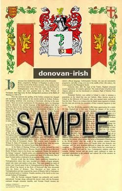 DONOVAN - IRISH - Coat of Arms - Family Crest - Armorial GIFT! 8.5x11