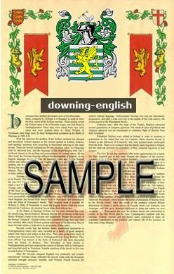DOWNING - ENGLISH - Coat of Arms - Family Crest - Armorial GIFT! 8.5x11