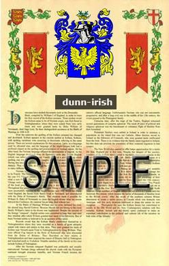 DUNN - IRISH - Coat of Arms - Family Crest - Armorial GIFT! 8.5x11