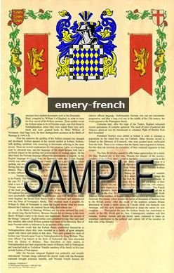 EMERY - FRENCH - Coat of Arms - Family Crest - Armorial GIFT! 8.5x11