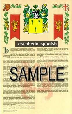 ESCOBEDO - SPANISH - Coat of Arms - Family Crest - Armorial GIFT! 8.5x11