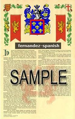 FERNANDEZ - SPANISH - Coat of Arms - Family Crest - Armorial GIFT! 8.5x11