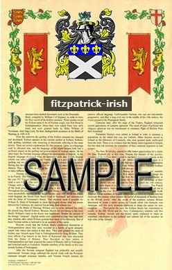 FITZPATRICK - IRISH - Coat of Arms - Family Crest - Armorial GIFT! 8.5x11