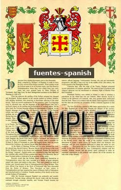 FUENTES - SPANISH - Coat of Arms - Family Crest - Armorial GIFT! 8.5x11