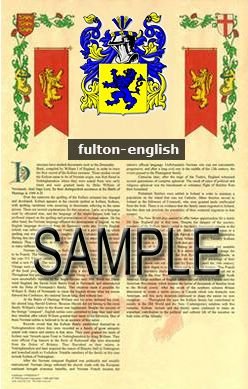 FULTON - ENGLISH - Coat of Arms - Family Crest - Armorial GIFT! 8.5x11