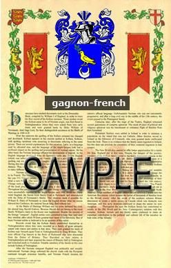 GAGNON - FRENCH - Coat of Arms - Family Crest - Armorial GIFT! 8.5x11