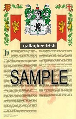 GALLAGHER - IRISH - Coat of Arms - Family Crest - Armorial GIFT! 8.5x11