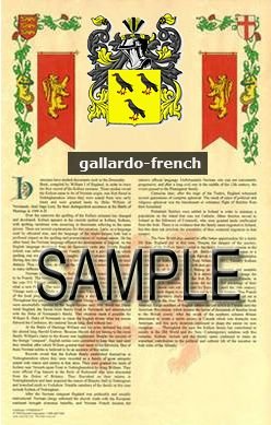 GALLARDO - FRENCH - Coat of Arms - Family Crest - Armorial GIFT! 8.5x11