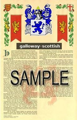 GALLOWAY - SCOTTISH - Coat of Arms - Family Crest - Armorial GIFT! 8.5x11