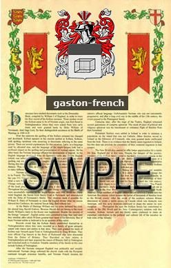 GASTON - FRENCH - Coat of Arms - Family Crest - Armorial GIFT! 8.5x11