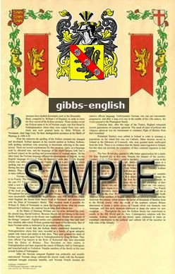 GIBBS - ENGLISH - Coat of Arms - Family Crest - Armorial GIFT! 8.5x11