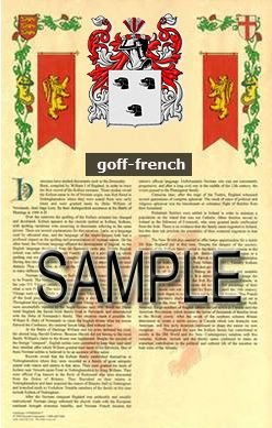 GOFF - FRENCH - Coat of Arms - Family Crest - Armorial GIFT! 8.5x11