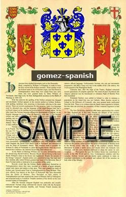 GOMEZ - SPANISH - Coat of Arms - Family Crest - Armorial GIFT! 8.5x11