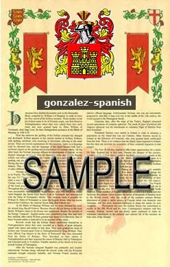 GONZALEZ - SPANISH - Coat of Arms - Family Crest - Armorial GIFT! 8.5x11