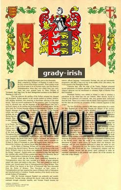 GRADY - IRISH - Coat of Arms - Family Crest - Armorial GIFT! 8.5x11