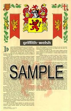 GRIFFITH - WELSH - Coat of Arms - Family Crest - Armorial GIFT! 8.5x11