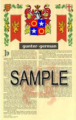 GUNTER - GERMAN - Coat of Arms - Family Crest - Armorial GIFT! 8.5x11