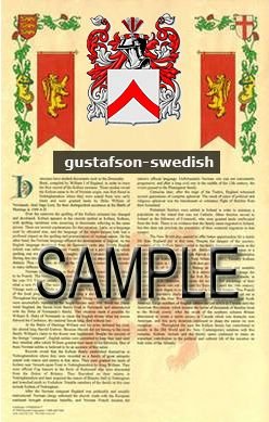 GUSTAFSON - SWEDISH - Coat of Arms - Family Crest - Armorial GIFT! 8.5x11