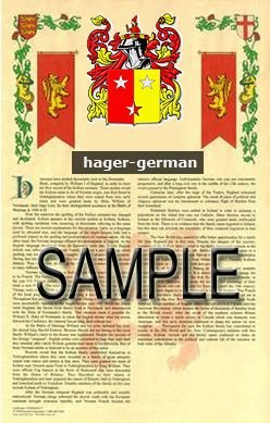 HAGER - GERMAN - Coat of Arms - Family Crest - Armorial GIFT! 8.5x11