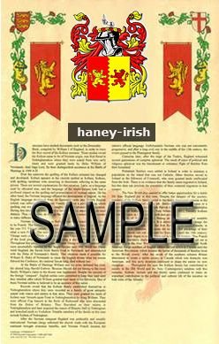 HANEY - IRISH - Coat of Arms - Family Crest - Armorial GIFT! 8.5x11