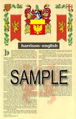 HARRISON - ENGLISH - Coat of Arms - Family Crest - Armorial GIFT! 8.5x11