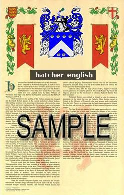 HATCHER - ENGLISH - Coat of Arms - Family Crest - Armorial GIFT! 8.5x11