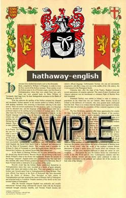 HATHAWAY - ENGLISH - Coat of Arms - Family Crest - Armorial GIFT! 8.5x11