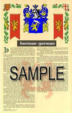 HERMAN - GERMAN - Coat of Arms - Family Crest - Armorial GIFT! 8.5x11
