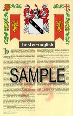 HESTER - ENGLISH - Coat of Arms - Family Crest - Armorial GIFT! 8.5x11