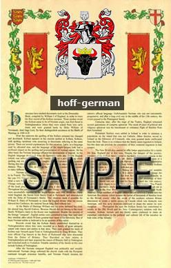 HOFF - GERMAN - Coat of Arms - Family Crest - Armorial GIFT! 8.5x11