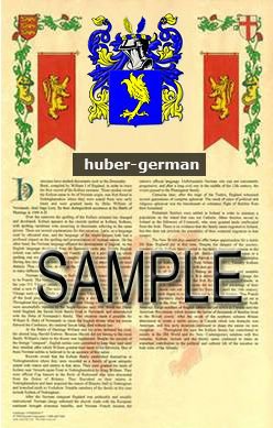 HUBER - GERMAN - Coat of Arms - Family Crest - Armorial GIFT! 8.5x11