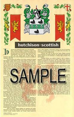 HUTCHISON - SCOTTISH - Coat of Arms - Family Crest - Armorial GIFT! 8.5x11
