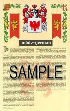 MINTZ - GERMAN - Armorial Name History - Coat of Arms - Family Crest ...