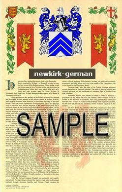 NEWKIRK - GERMAN - Armorial Name History - Coat of Arms - Family Crest ...