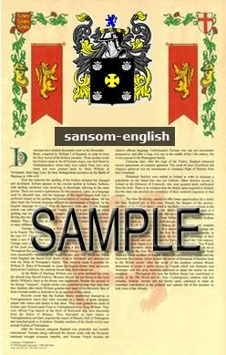 SANSOM - ENGLISH - Armorial Name History - Coat of Arms - Family Crest ...