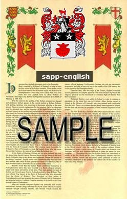SAPP - ENGLISH - Armorial Name History - Coat of Arms - Family Crest ...