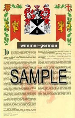 WIMMER - GERMAN - Armorial Name History - Coat of Arms - Family Crest ...