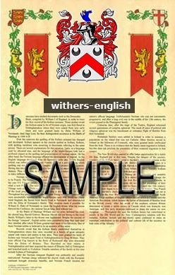 WITHERS - ENGLISH - Armorial Name History - Coat of Arms - Family Crest ...