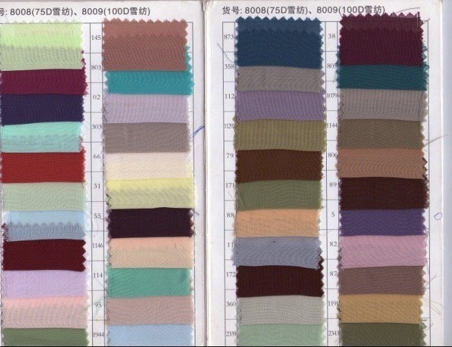 real chiffon color swatches