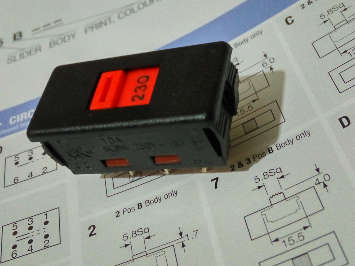 Arcolectric Slide Switch 10A 250Vac (Lot of 4 pcs)