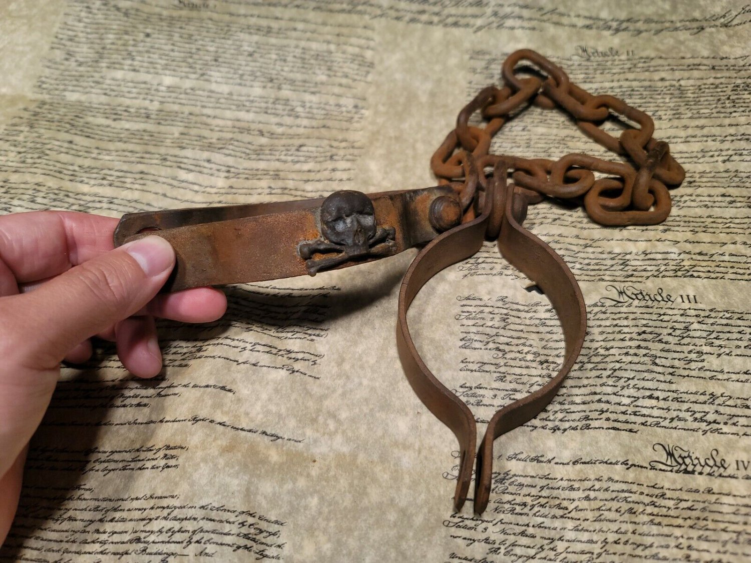 Antique Vintage Style Wrought Iron Pirate Handcuffs Shackles