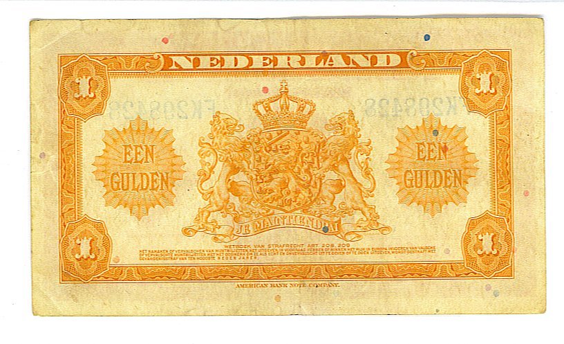 1943 Netherlands 1 Gulden Note - ED303