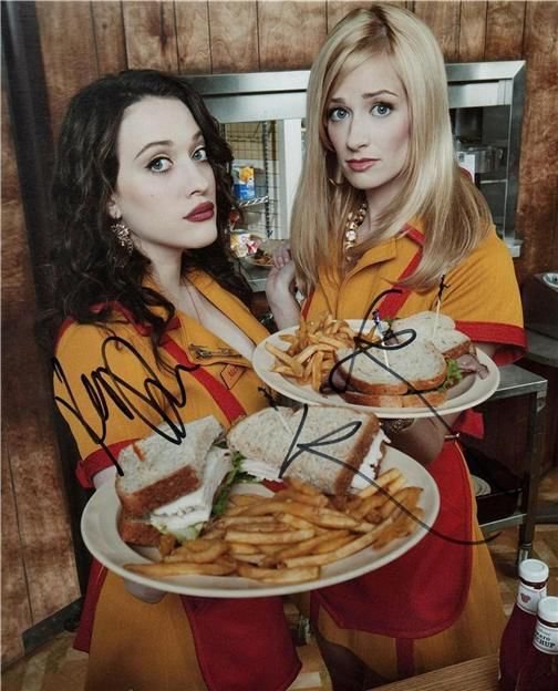 2 BROKE GIRLS CAST SIGNED PHOTO 8X10 RP AUTOGRAPHED * KAT DENNINGS ...
