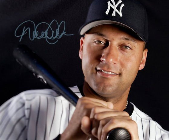 * DEREK JETER SIGNED POSTER PHOTO 8X10 RP AUTO AUTOGRAPHED NEW YORK YANKEES