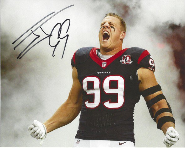 * JJ WATT SIGNED PHOTO 8X10 RP AUTOGRAPHED HOUSTON TEXANS