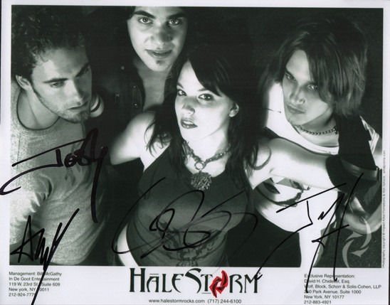 HALESTORM GROUP BAND SIGNED PHOTO 8X10 RP AUTOGRAPHED ALL MEMBERS LZZY HALE