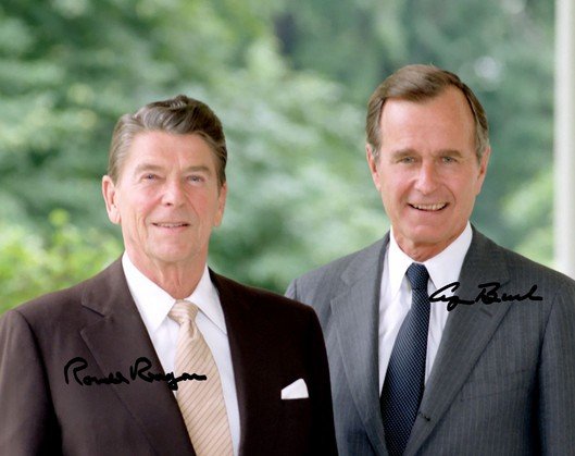 GEORGE BUSH SR & RONALD REAGAN SIGNED PHOTO 8X10 RP AUTOGRAPHED PRESIDENTS