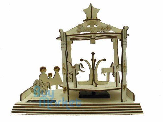 DIY Wooden CAROUSEL Solar Powered model Educational toys figure ...