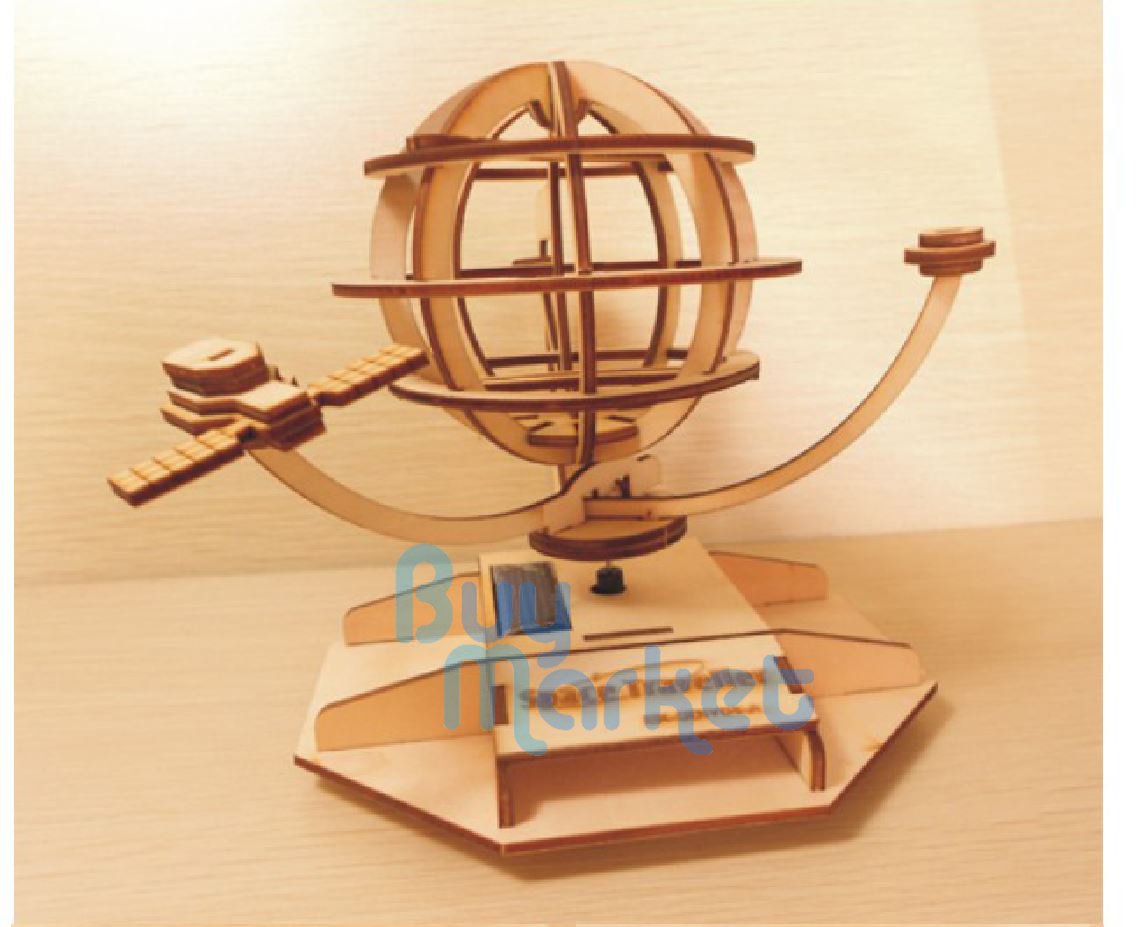 DIY Wooden SATELLITE Solar Powered model Educational toy figure ...