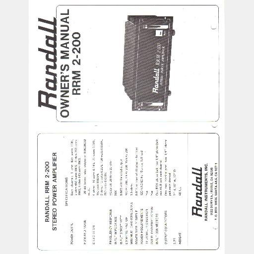 RANDALL INSTRUMENTS INC Owners Manual Schematic RRM 2 200 Amp Stereo ...